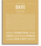 Dave Personalized Name Meaning Art Prints – Name Stories