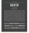 David Personalized Name Meaning Art Prints – Name Stories