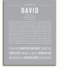David Personalized Name Meaning Art Prints – Name Stories