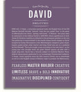 David Personalized Name Meaning Art Prints – Name Stories
