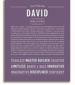 David Personalized Name Meaning Art Prints – Name Stories