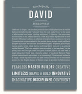 David Personalized Name Meaning Art Prints – Name Stories