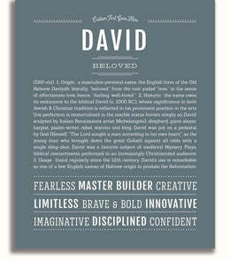David Personalized Name Meaning Art Prints – Name Stories
