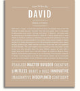 David Personalized Name Meaning Art Prints – Name Stories