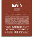 David Personalized Name Meaning Art Prints – Name Stories