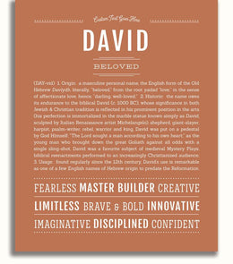 David Personalized Name Meaning Art Prints – Name Stories
