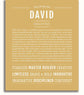 David Personalized Name Meaning Art Prints – Name Stories