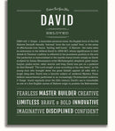 David Personalized Name Meaning Art Prints – Name Stories