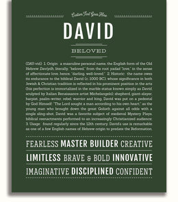 David Personalized Name Meaning Art Prints – Name Stories