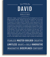 David Personalized Name Meaning Art Prints – Name Stories