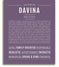 Davina Personalized Name Meaning Art Prints – Name Stories