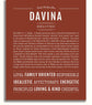 Davina Personalized Name Meaning Art Prints – Name Stories