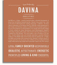 Davina Personalized Name Meaning Art Prints – Name Stories