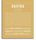 Davina Personalized Name Meaning Art Prints – Name Stories