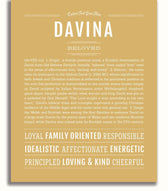Davina Personalized Name Meaning Art Prints – Name Stories