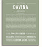 Davina Personalized Name Meaning Art Prints – Name Stories