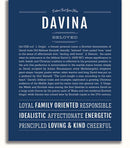 Davina Personalized Name Meaning Art Prints – Name Stories