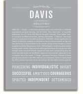 Davis Personalized Name Meaning Art Prints – Name Stories