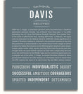 Davis Personalized Name Meaning Art Prints – Name Stories