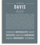 Davis Personalized Name Meaning Art Prints – Name Stories
