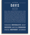 Davis Personalized Name Meaning Art Prints – Name Stories