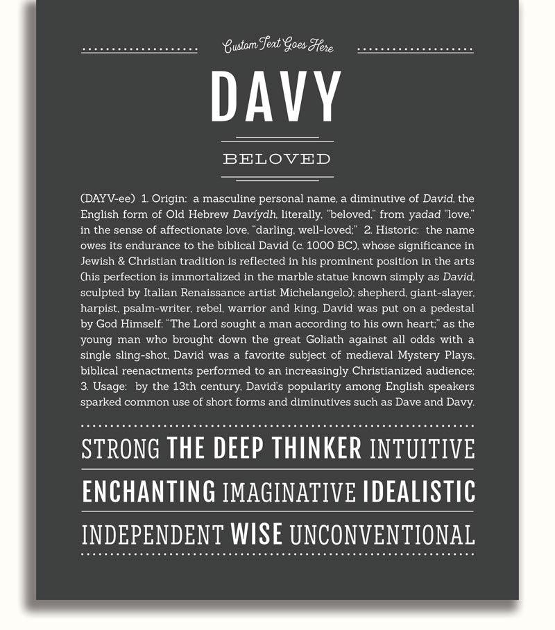 Davy Personalized Name Meaning Art Prints – Name Stories