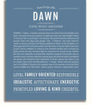 Dawn Personalized Name Meaning Art Prints – Name Stories