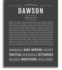Dawson Personalized Name Meaning Art Prints – Name Stories