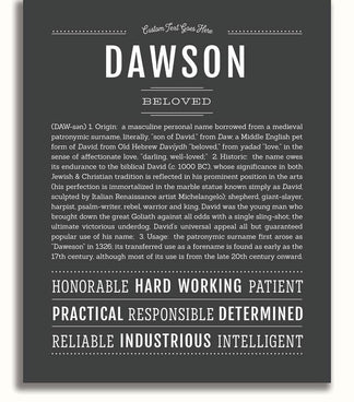 Dawson Personalized Name Meaning Art Prints – Name Stories