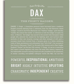 Dax Personalized Name Meaning Art Prints – Name Stories