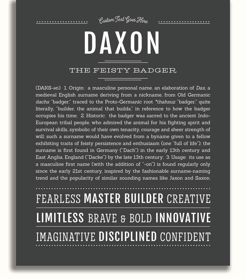 Daxon Personalized Name Meaning Art Prints – Name Stories