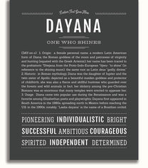 Dayana Personalized Name Meaning Art Prints – Name Stories