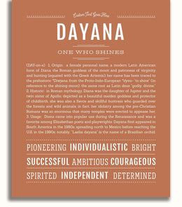 Dayana Personalized Name Meaning Art Prints – Name Stories