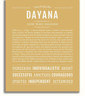 Dayana Personalized Name Meaning Art Prints – Name Stories