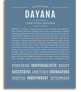 Dayana Personalized Name Meaning Art Prints – Name Stories