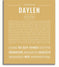 Daylen Personalized Name Meaning Art Prints – Name Stories