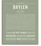 Daylen Personalized Name Meaning Art Prints – Name Stories