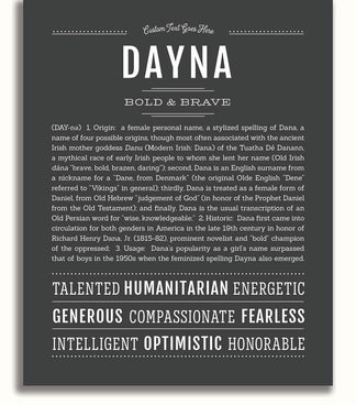 Dayna Personalized Name Meaning Art Prints – Name Stories
