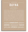 Dayna Personalized Name Meaning Art Prints – Name Stories