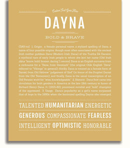 Dayna Personalized Name Meaning Art Prints – Name Stories