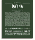 Dayna Personalized Name Meaning Art Prints – Name Stories