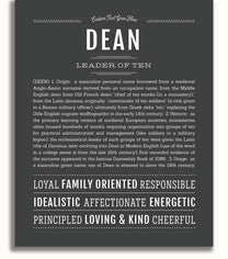 Dean | Name Art Print – Name Stories