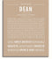 Dean Personalized Name Meaning Art Prints – Name Stories