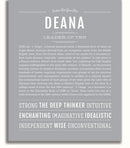 Deana Personalized Name Meaning Art Prints – Name Stories