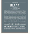 Deana Personalized Name Meaning Art Prints – Name Stories