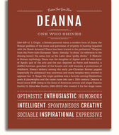 Deanna Personalized Name Meaning Art Prints – Name Stories