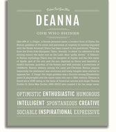 Deanna Personalized Name Meaning Art Prints – Name Stories