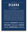 Deanna Personalized Name Meaning Art Prints – Name Stories