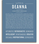 Deanna Personalized Name Meaning Art Prints – Name Stories