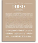 Debbie Personalized Name Meaning Art Prints – Name Stories